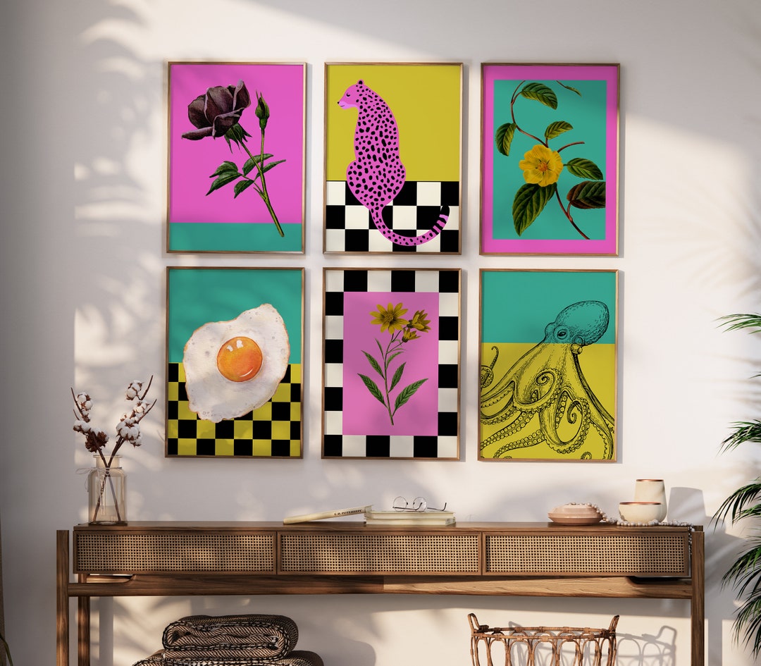 Colorful Bold Maximalist Prints - Set of 6 - Maximalism Decor ...