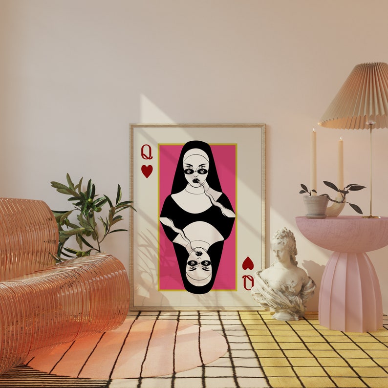 420 Wall Art, Queen of Hearts, Pink Prints, Girly Apartment, College ...