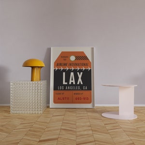 Los Angeles Luggage Print Tag, LAX Poster, LA Wall Decor, California ...