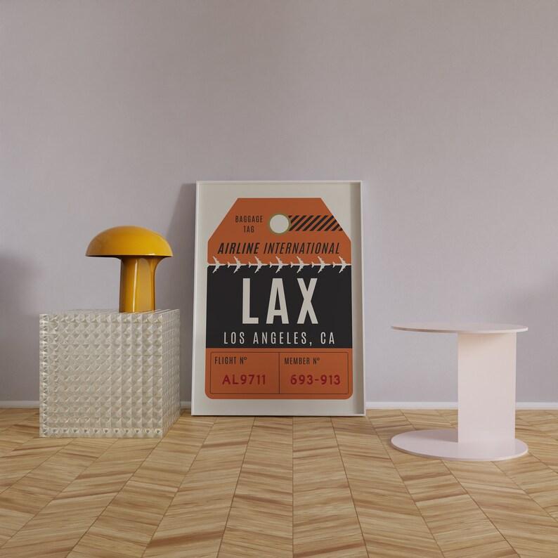 Los Angeles Luggage Print Tag, LAX Poster, LA Wall Decor, California ...