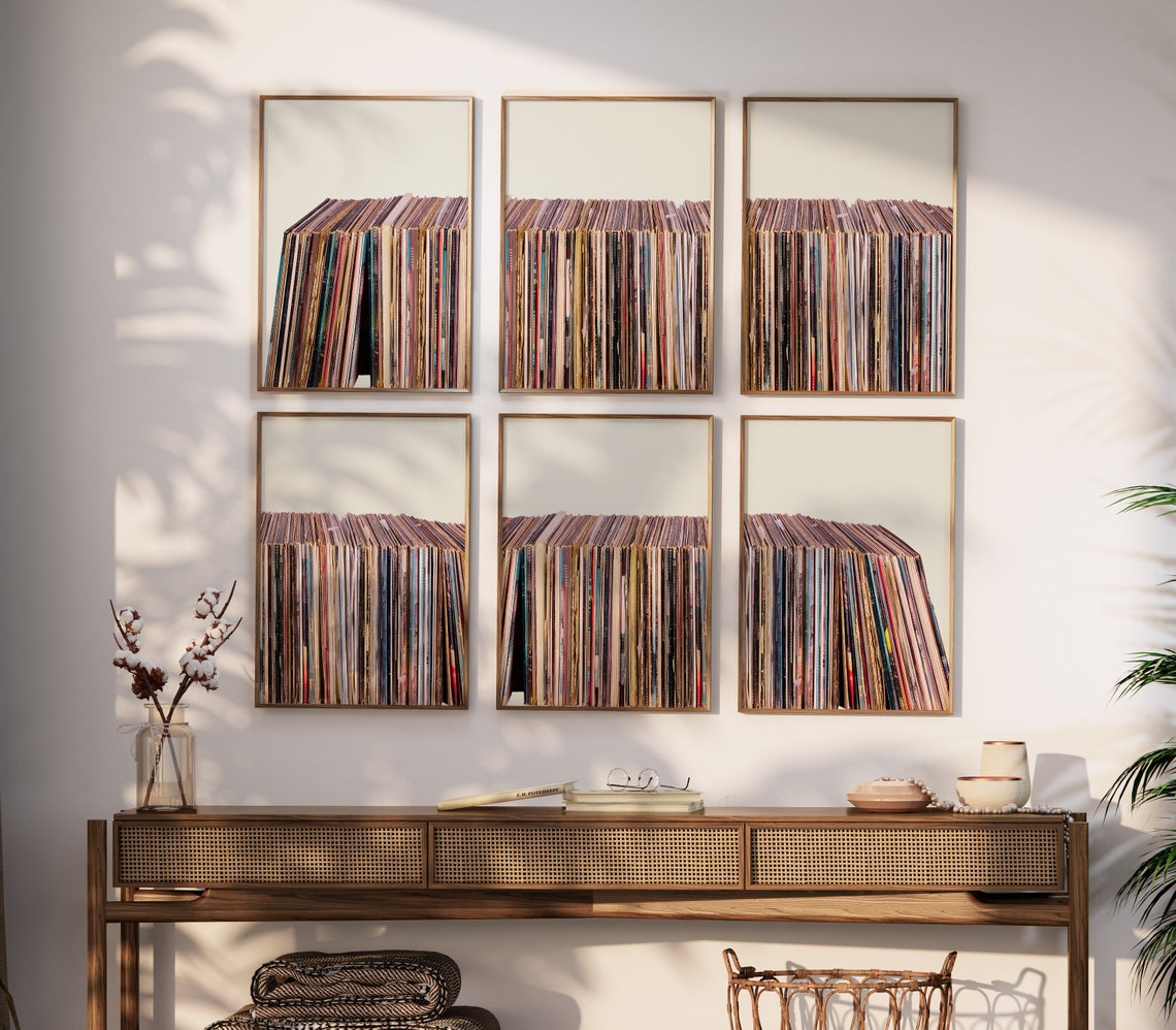 Vinyl Record Art Prints Set of 6 Music Wall Posters Records Shelf ...