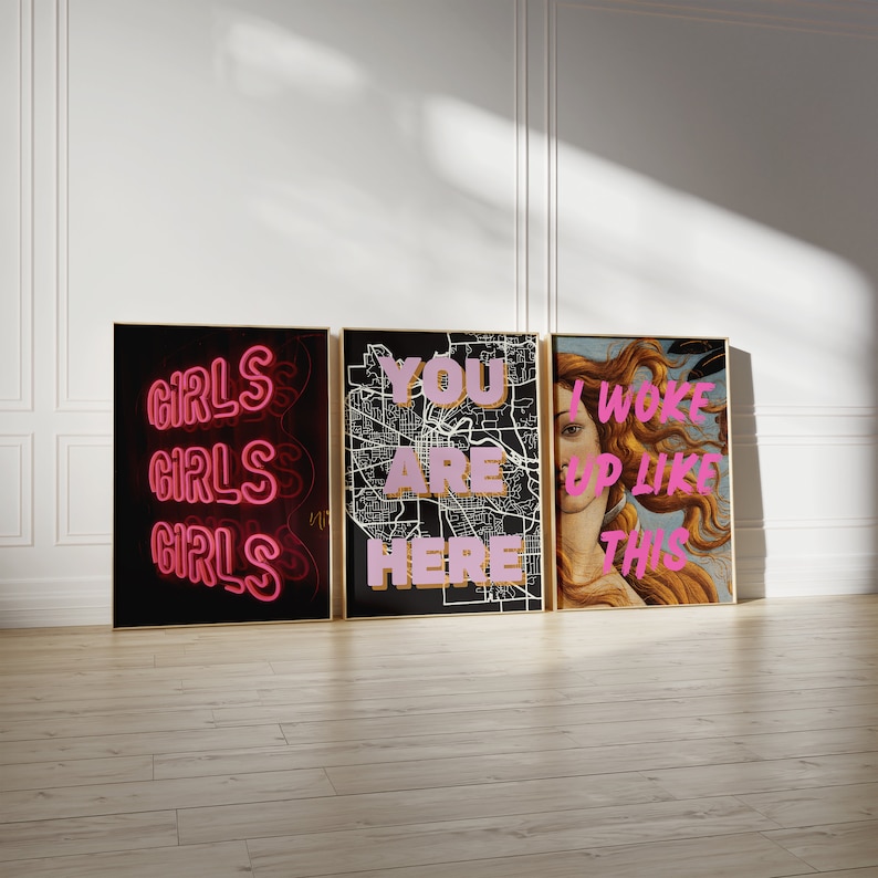 Girly Gallery Wall Prints - Set of 17 - Eclectic Room Decor - Dorm ...