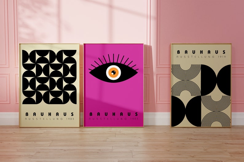 Orange Pink Bauhaus Set of 6 Colorful Prints Maximalism Decor Bauhaus ...