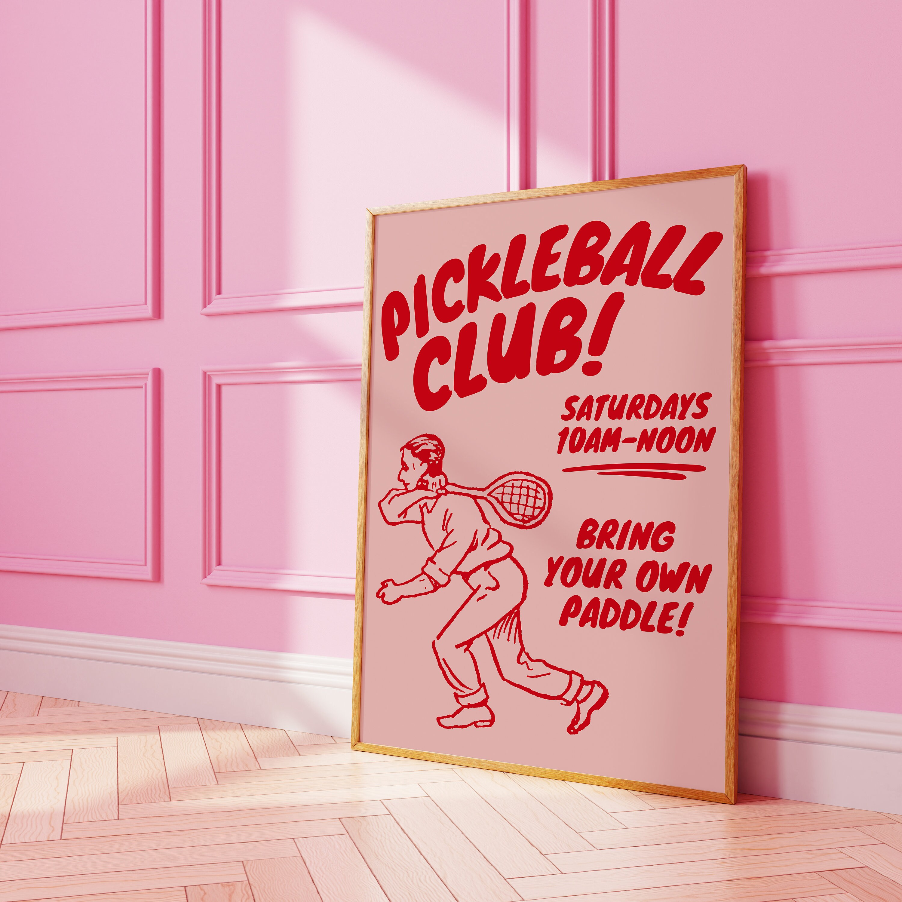 Pickleball Art Print, Retro Advertisement, Cute Room Decor, Vintage ...