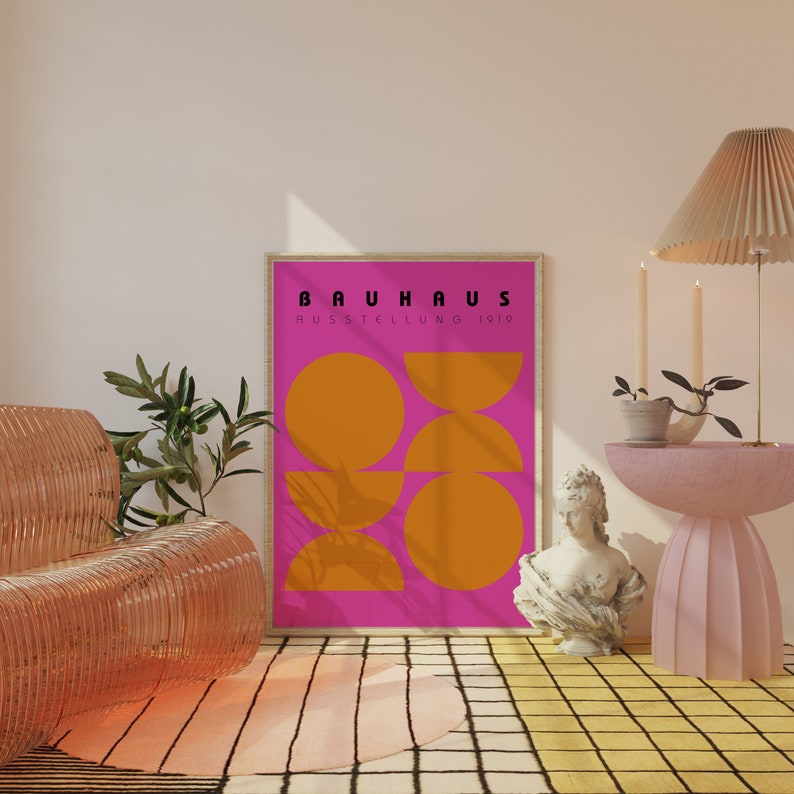 Orange Pink Bauhaus Set of 6 Colorful Prints Maximalism Decor Bauhaus ...