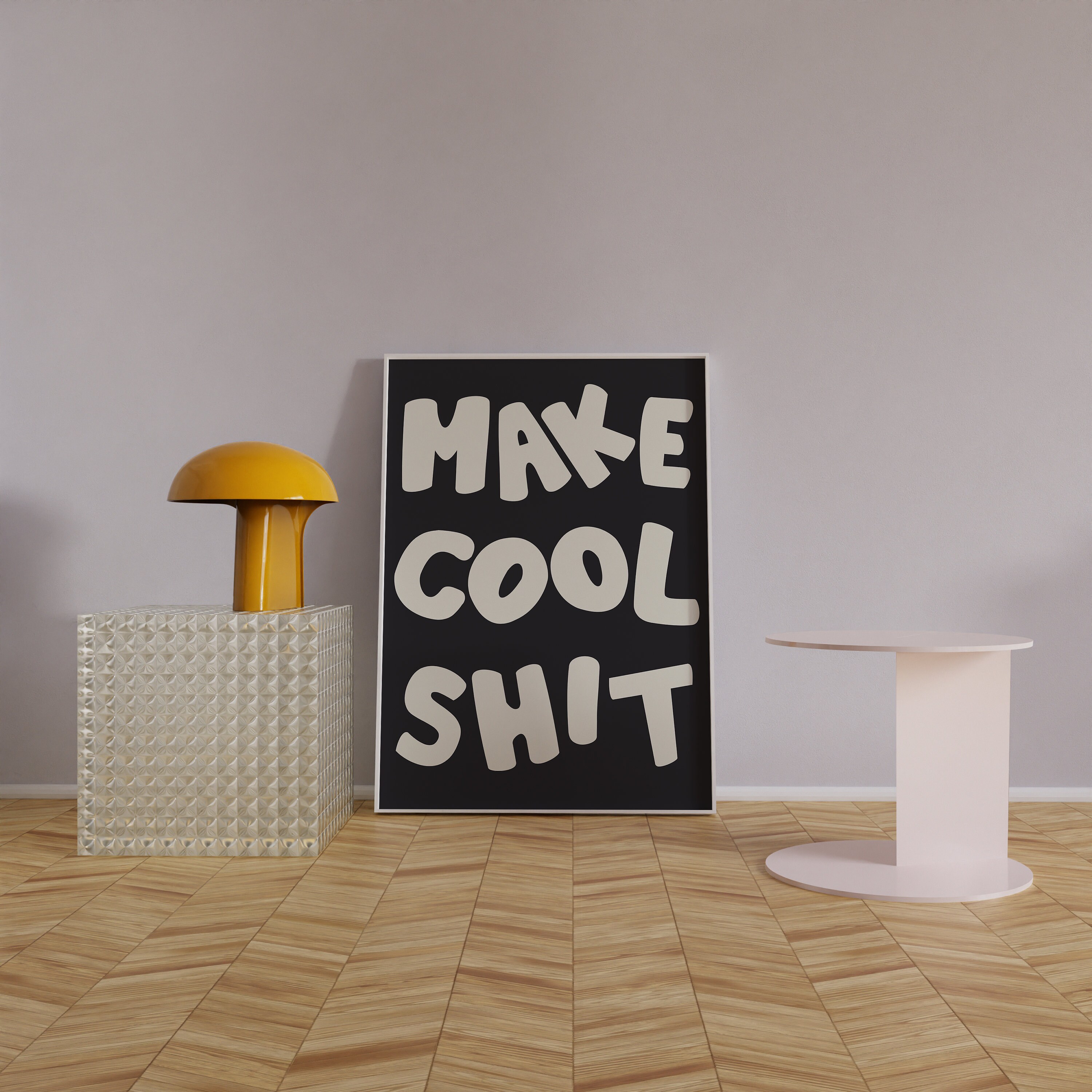 Make Cool Shit Print, Typography Art, Black and White Decor, Trendy ...
