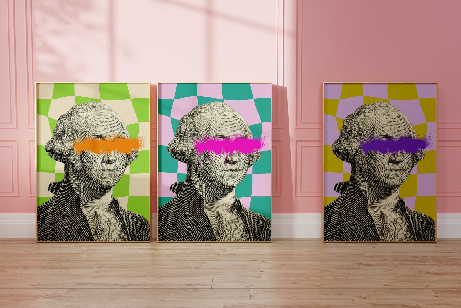 Altered Neon Portrait Art Set of 3 Eclectic Gallery Wall Maximalism ...