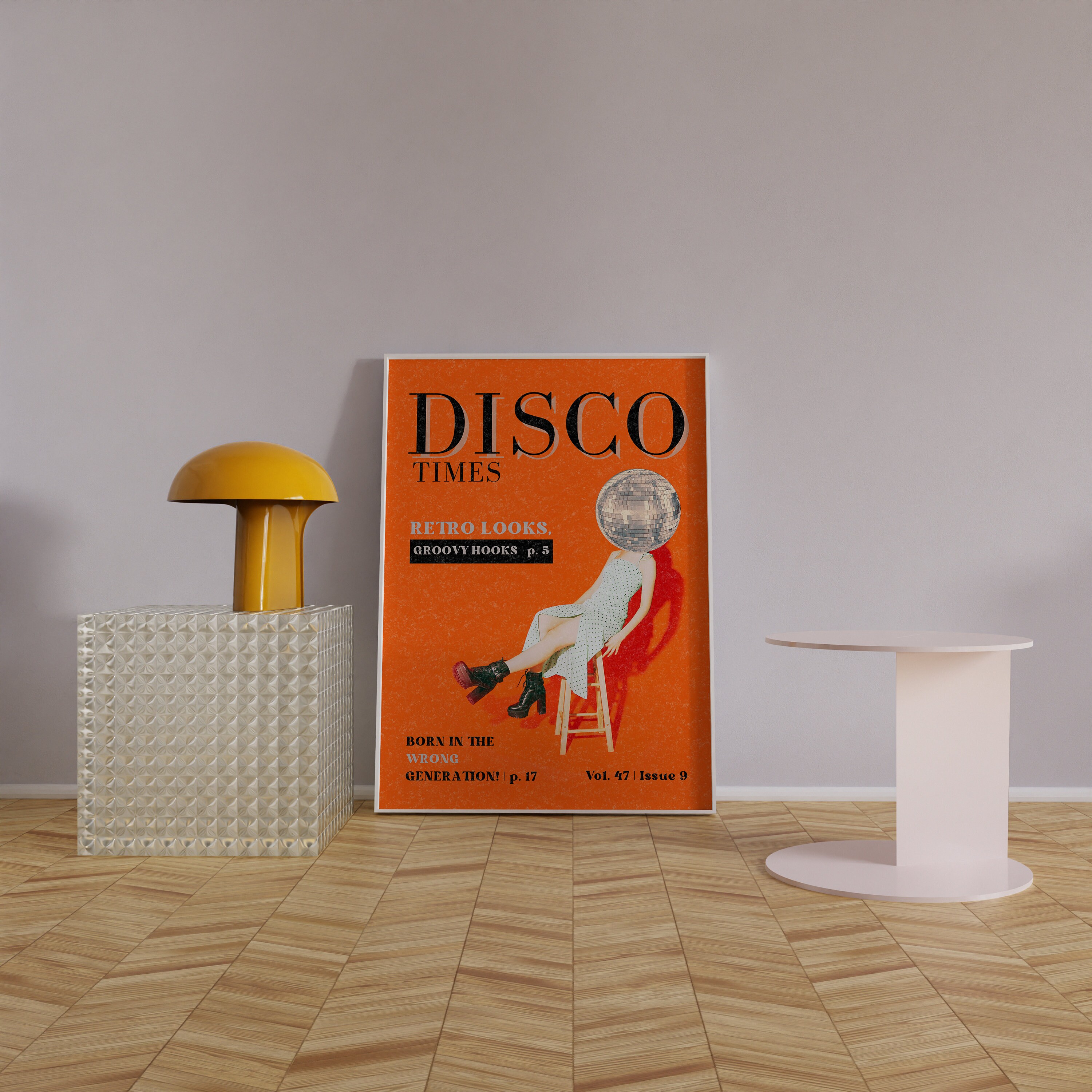 Disco Magazine Poster, Indie Room Decor, Girly Wall Art, Disco Ball ...