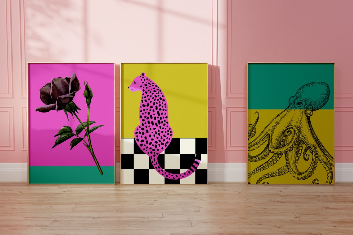 Colorful Bold Maximalist Prints Set of 6 Maximalism Decor - Etsy