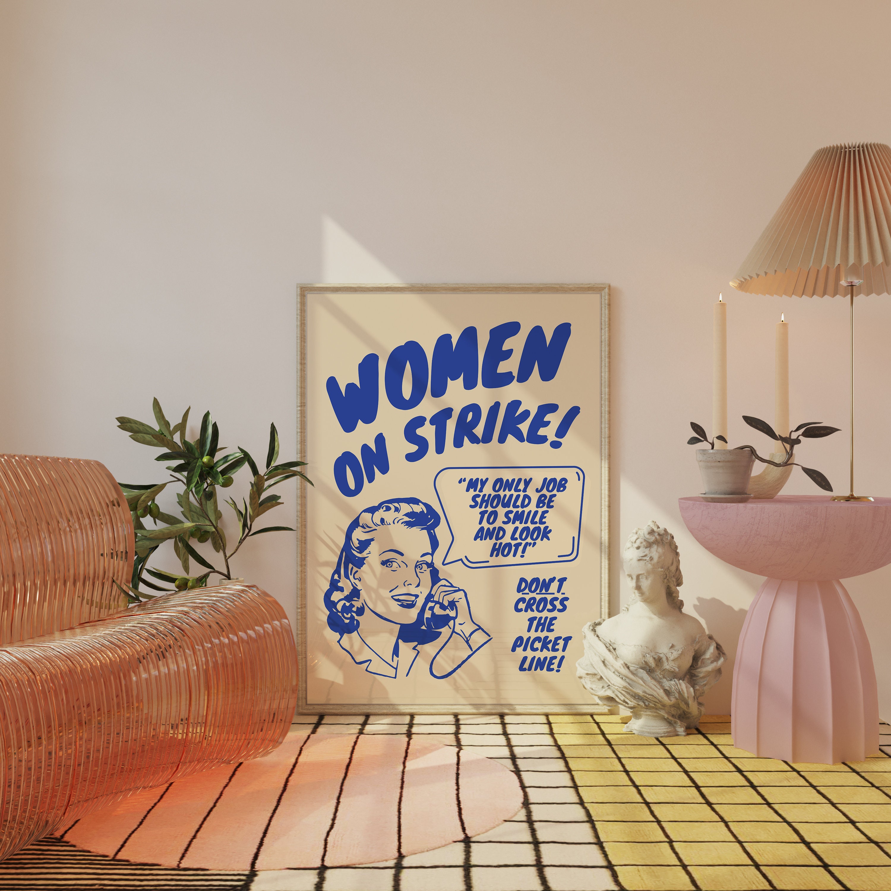 Women on Strike Poster, Retro Feminist Print, Eclectic Gallery Wall ...