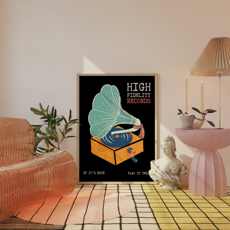 Vinyl Record Art Print, Indie Room Decor, Quirky Prints, Trendy Posters, Grunge Room Decor ...