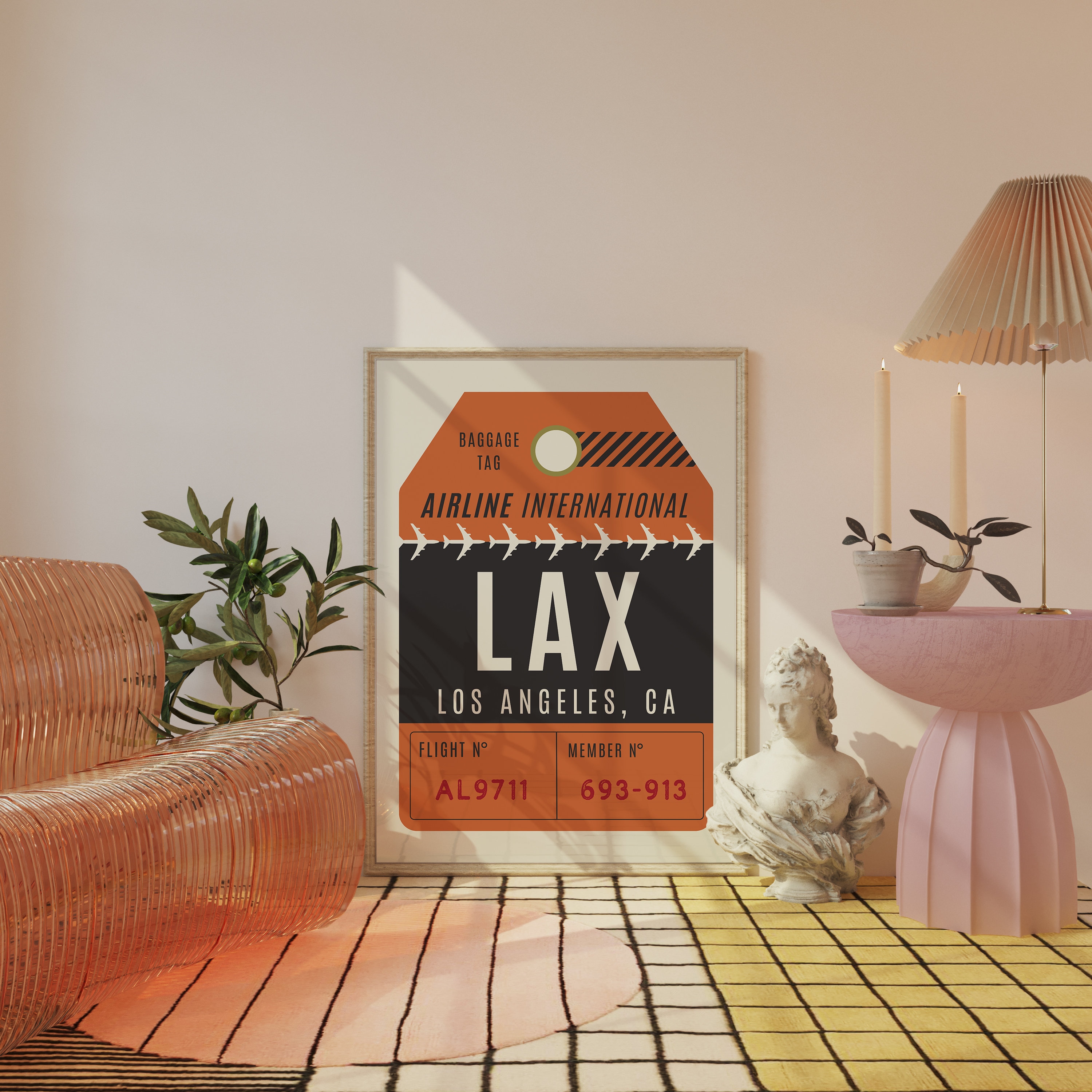 Los Angeles Luggage Print Tag, LAX Poster, LA Wall Decor, California ...