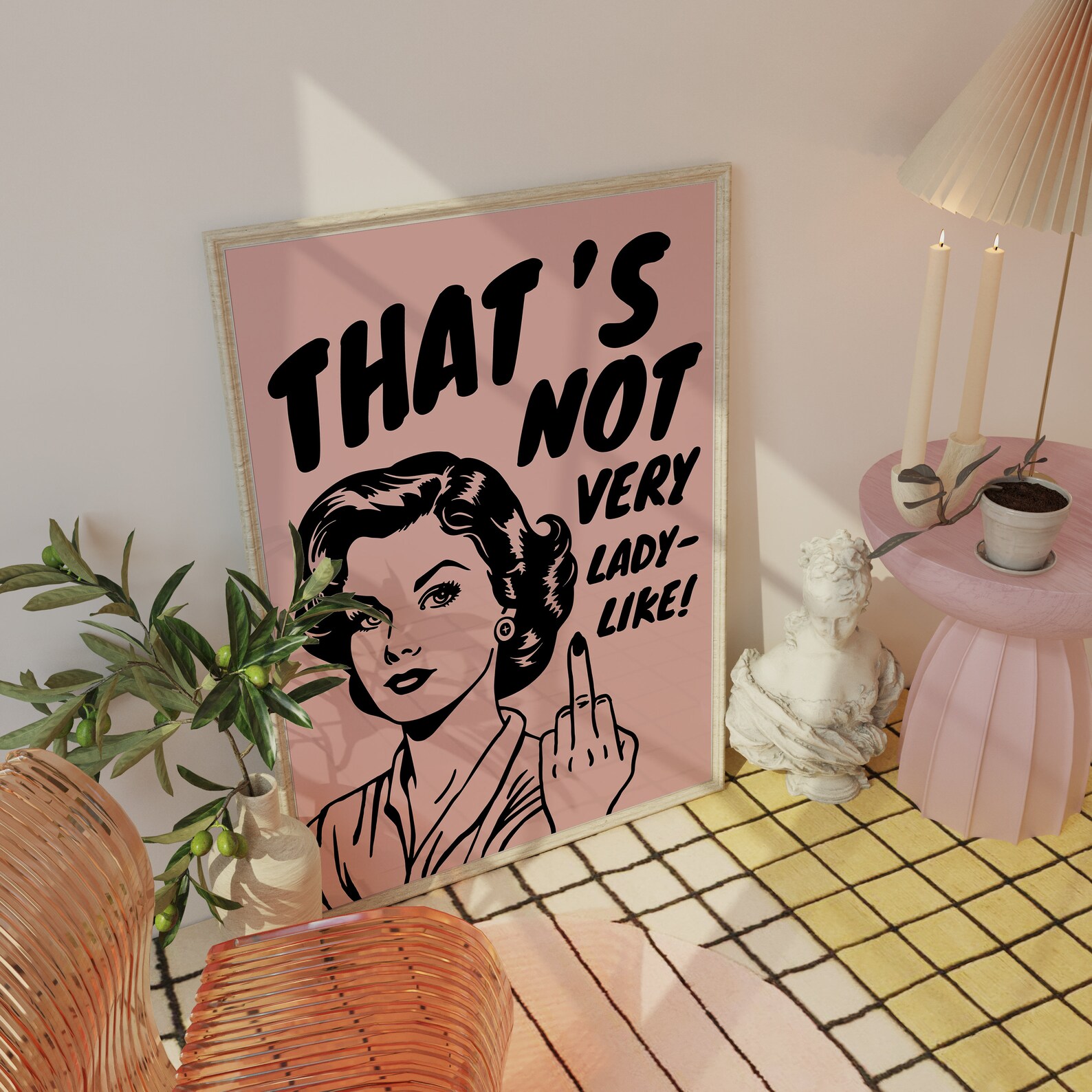 That's Not Very Lady Like Print, Retro Feminist Art, Funny Typography ...
