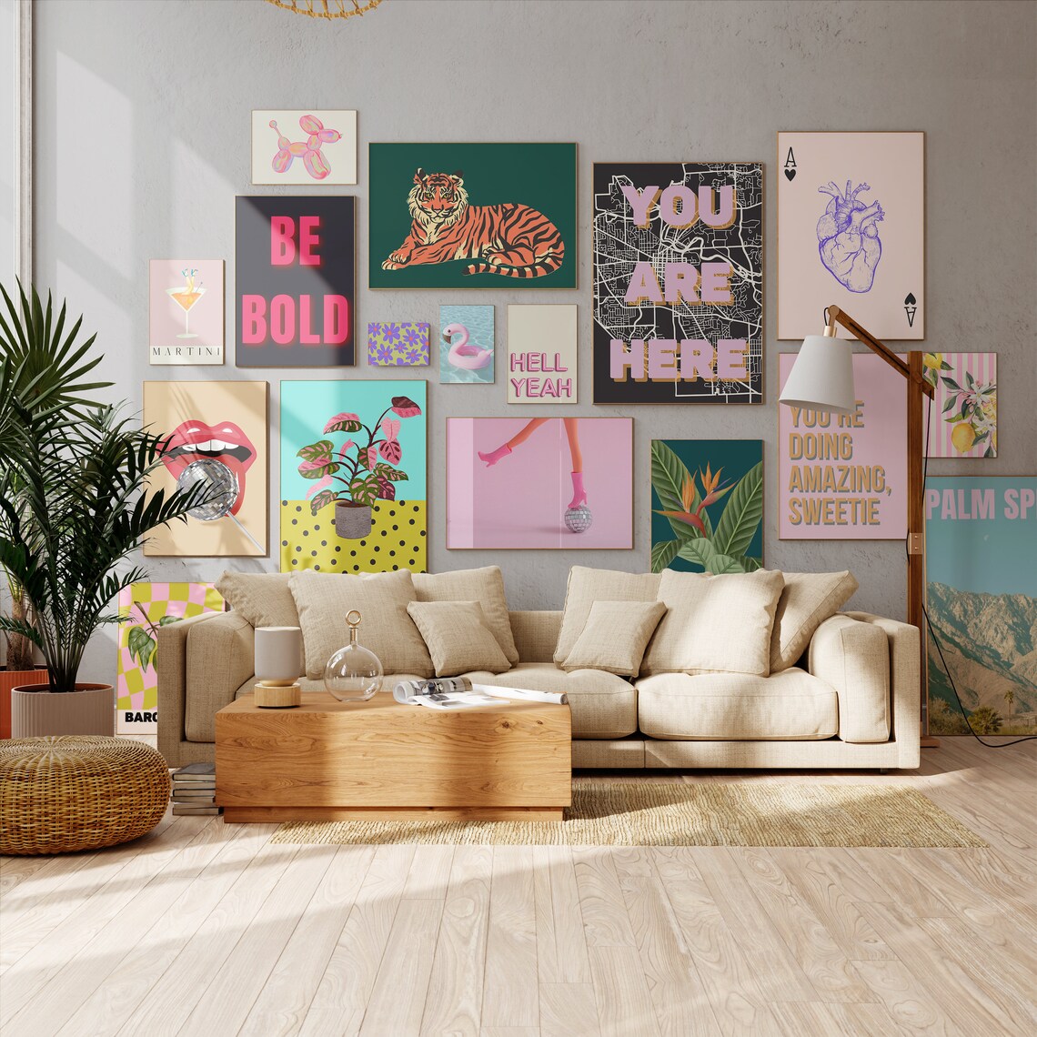 Eclectic Gallery Wall Prints Set of 17 Exhibition Posters Girly ...