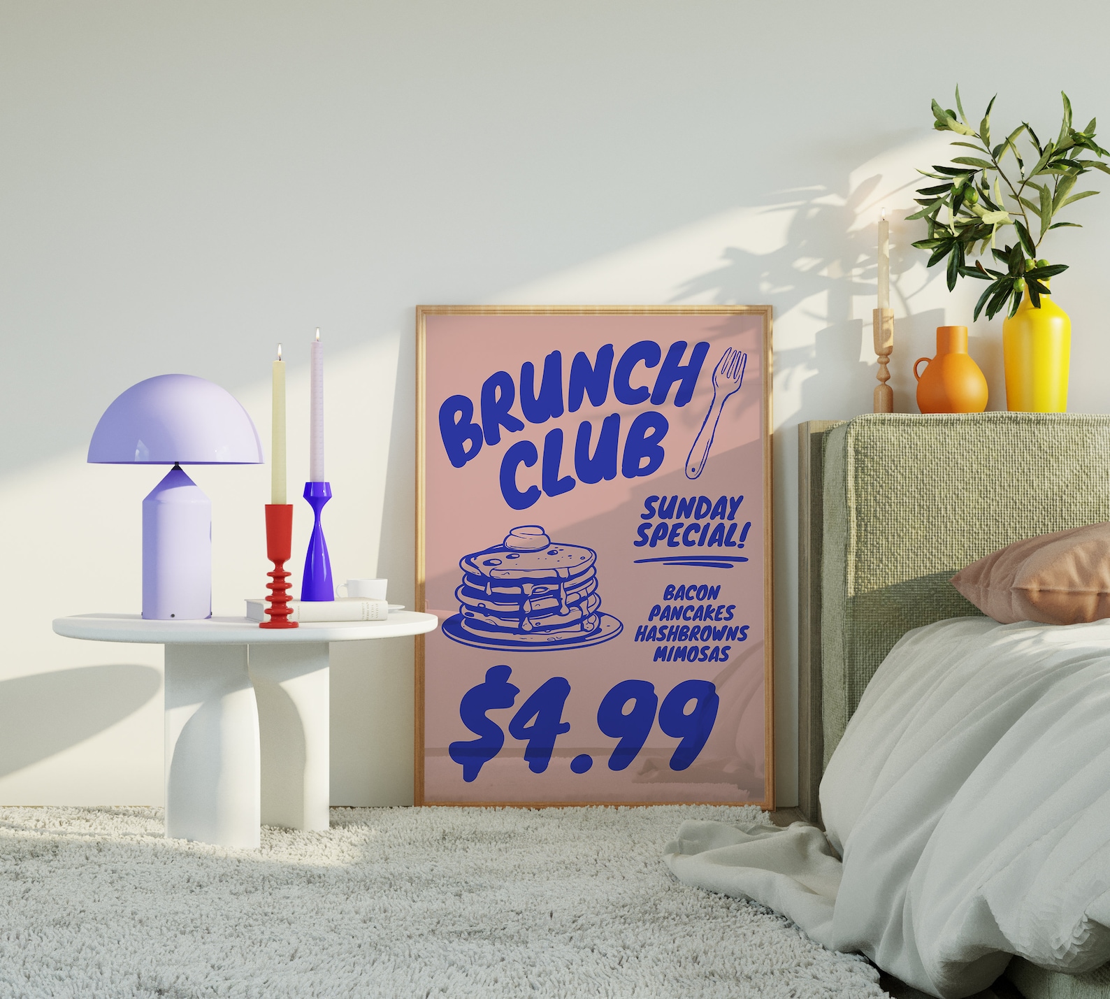 Brunch Club Print, Vintage Advertisement, Quirky Kitchen Art, Pink ...