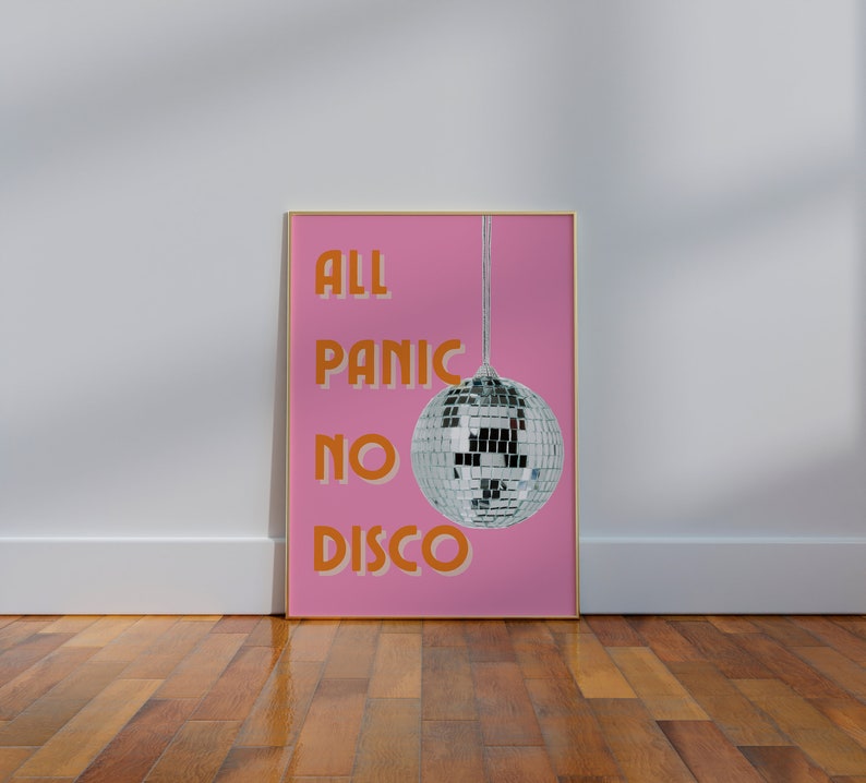 All Panic No Disco - Maximalism Decor - Typography Art - Disco Cowgirl ...