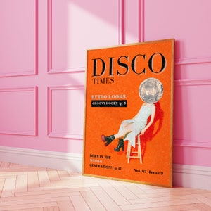 Disco Magazine Poster, Indie Room Decor, Girly Wall Art, Disco Ball ...