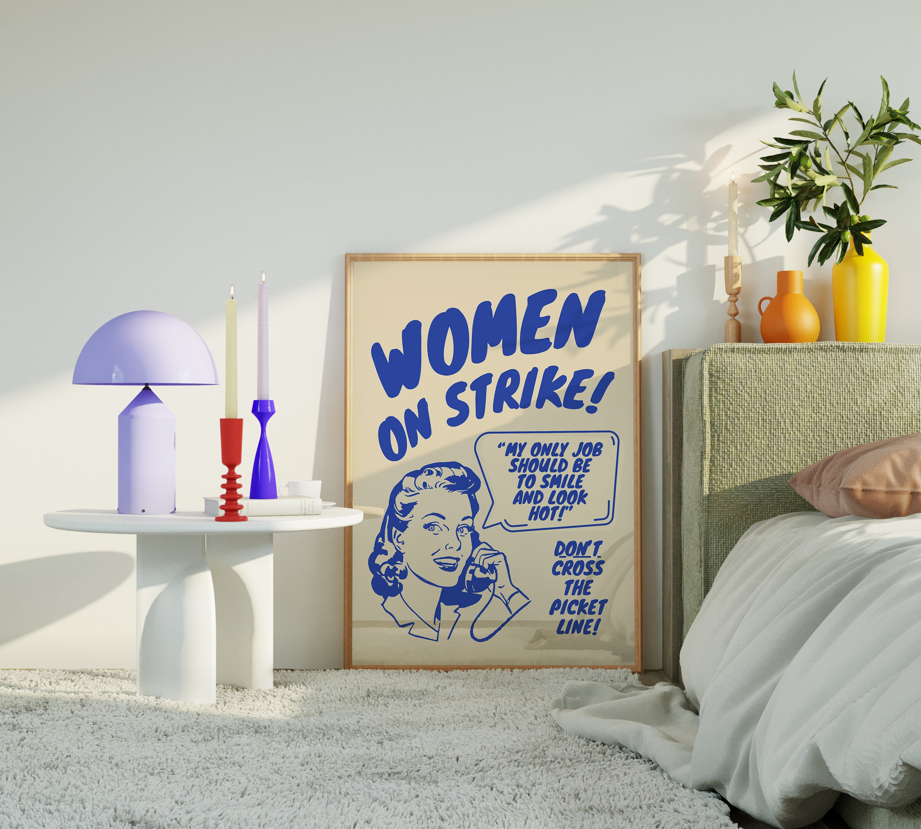 Women on Strike Poster, Retro Feminist Print, Eclectic Gallery Wall ...