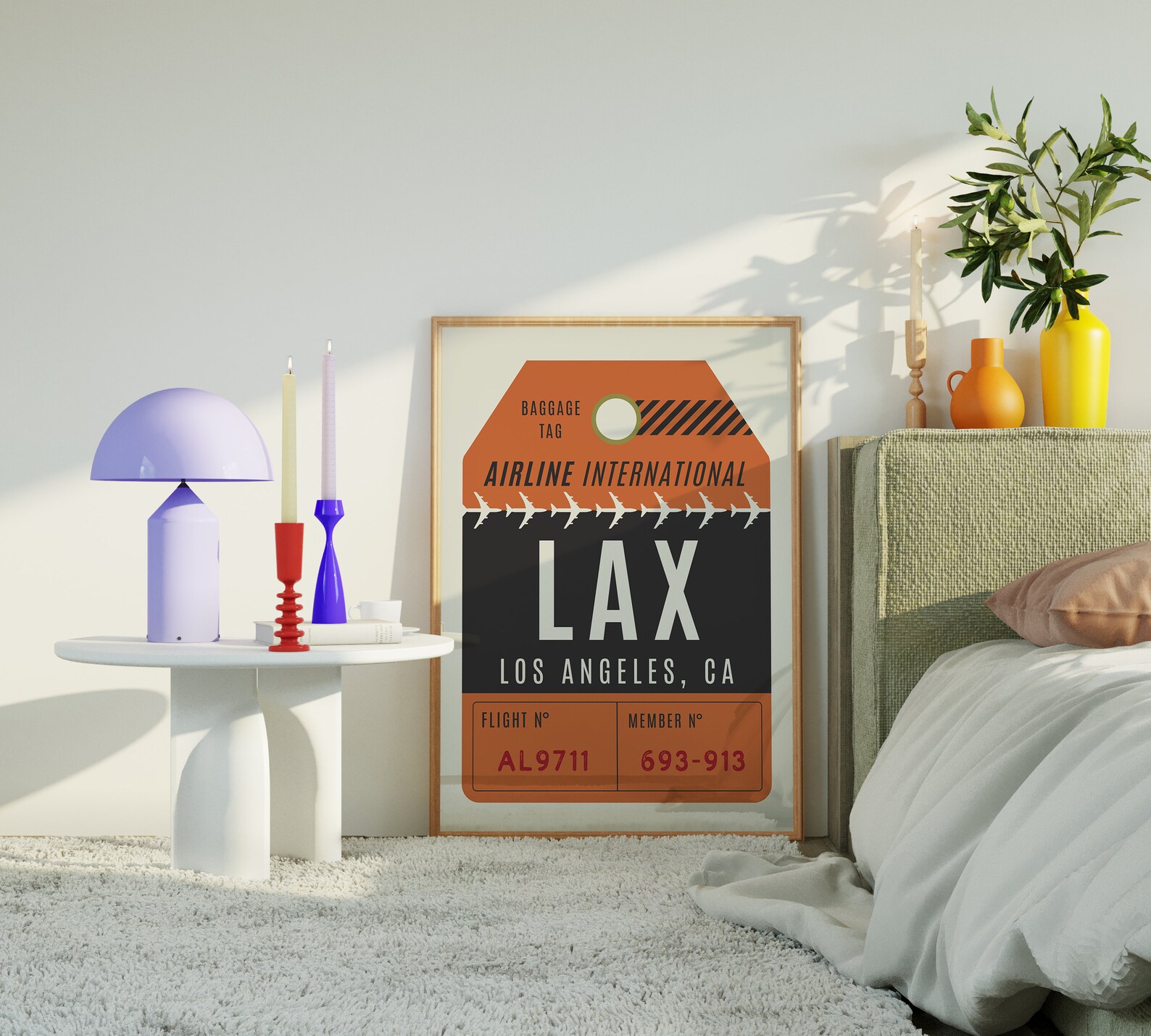 Los Angeles Luggage Print Tag, LAX Poster, LA Wall Decor, California ...