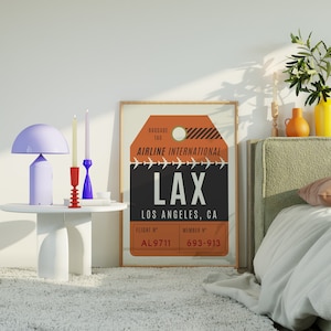 Los Angeles Luggage Print Tag, LAX Poster, LA Wall Decor, California ...