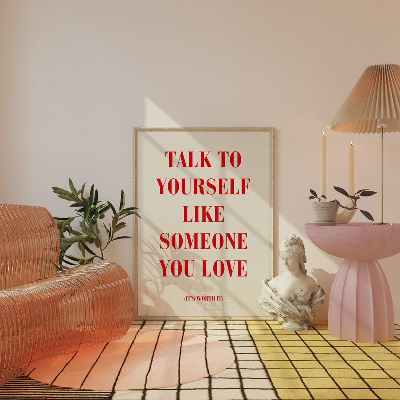 Self Love Poster, Typography Art, Cute Room Decor, Quirky Art Print ...