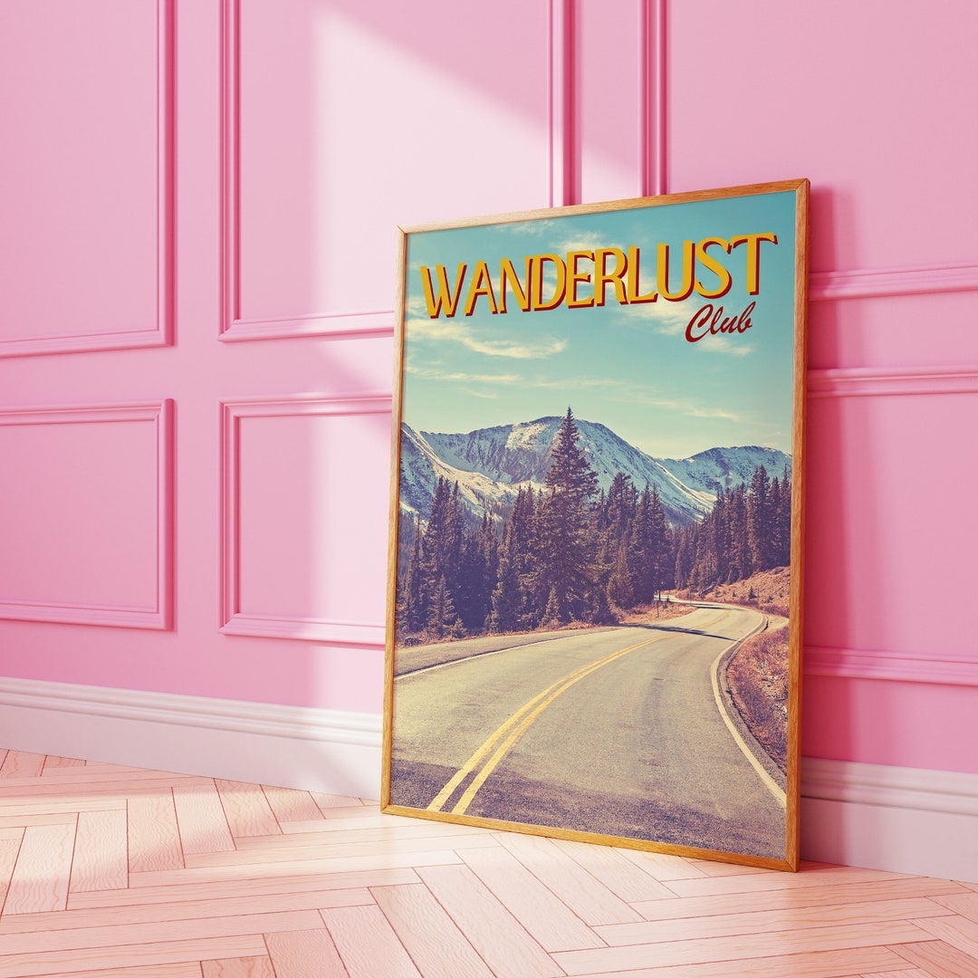 Wanderlust Club Print, 70s Art Print, Vintage Travel Poster, Moody Art ...