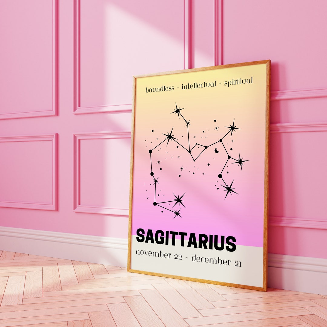 Sagittarius Zodiac Poster Astrology Art Print Custom Star Sign ...