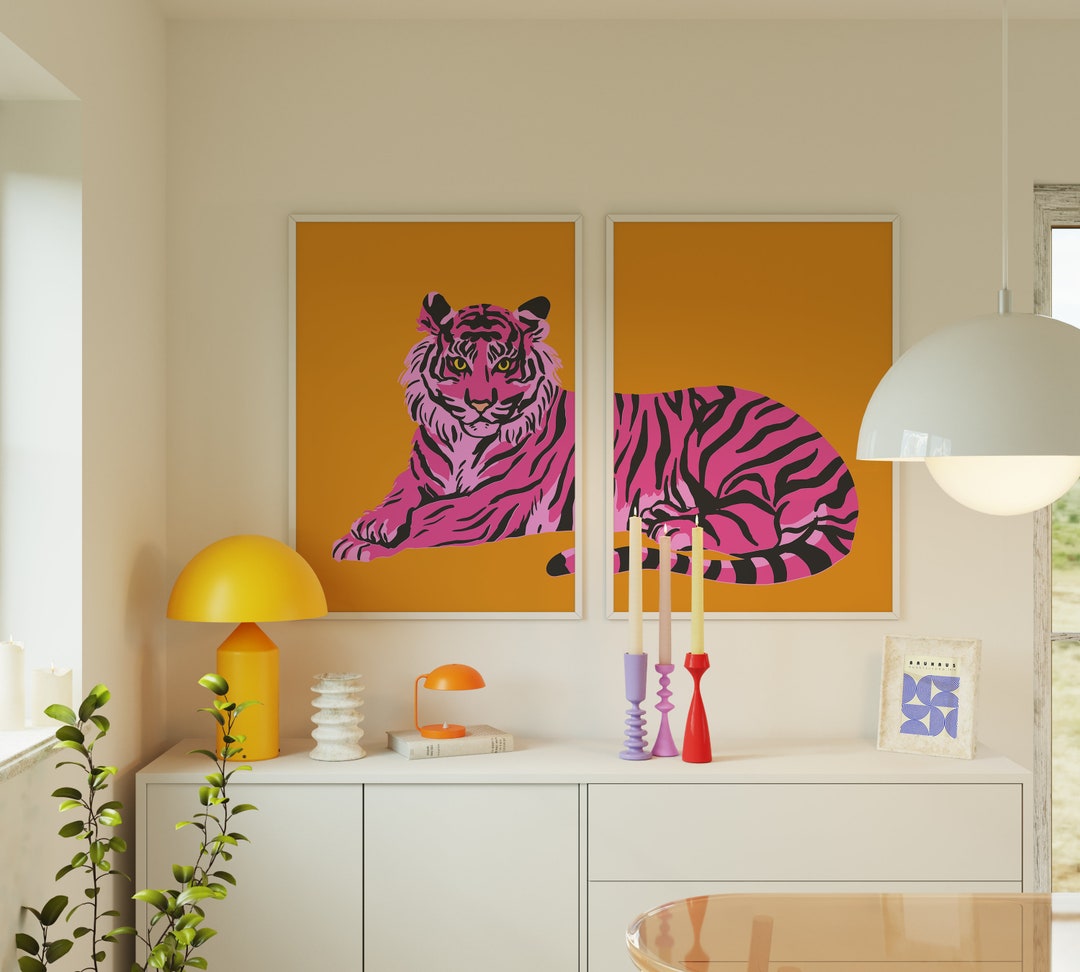 Tiger Pop Art Print Set - Set of 2 - Maximalism Decor - Eclectic ...