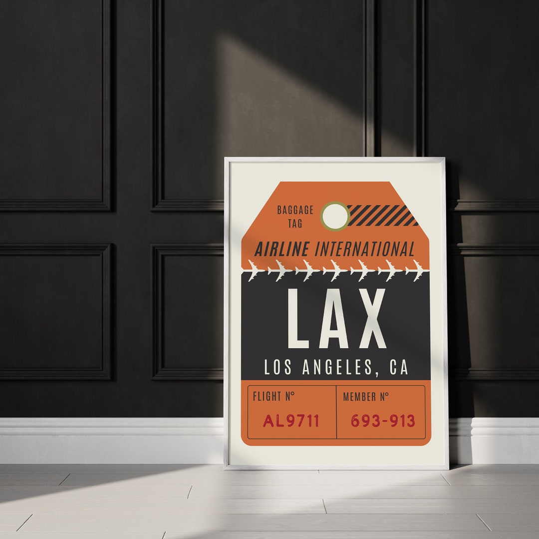 Los Angeles Luggage Print Tag, LAX Poster, LA Wall Decor, California ...