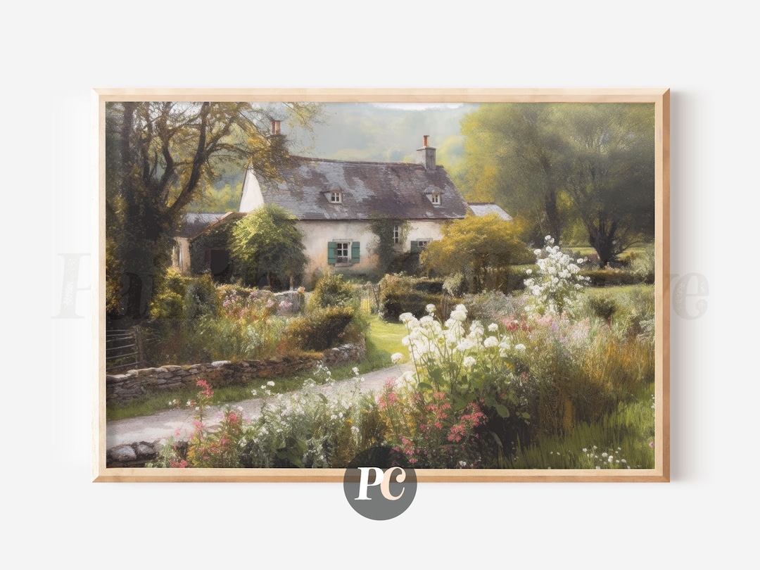Wildflower Cottage Print | Rustic Landscape | Garden Wall Art | English ...