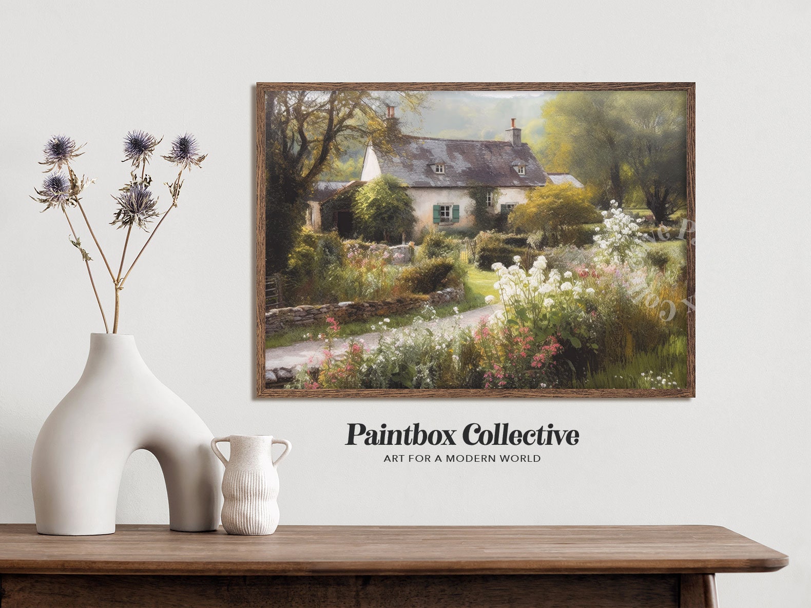 Wildflower Cottage Print | Rustic Landscape | Garden Wall Art | English ...