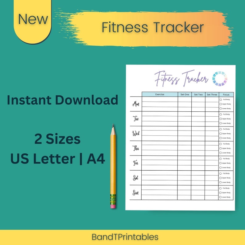 Workout Tracker Printable | Daily Exercise Log | Fitness Journal ...
