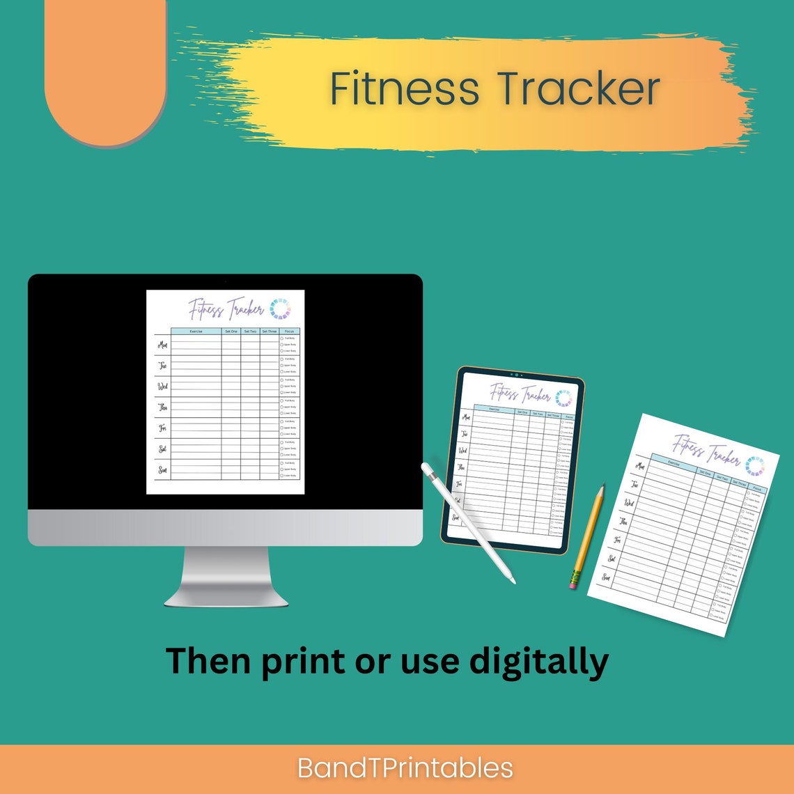 Workout Tracker Printable Daily Exercise Log Fitness Journal Workout ...
