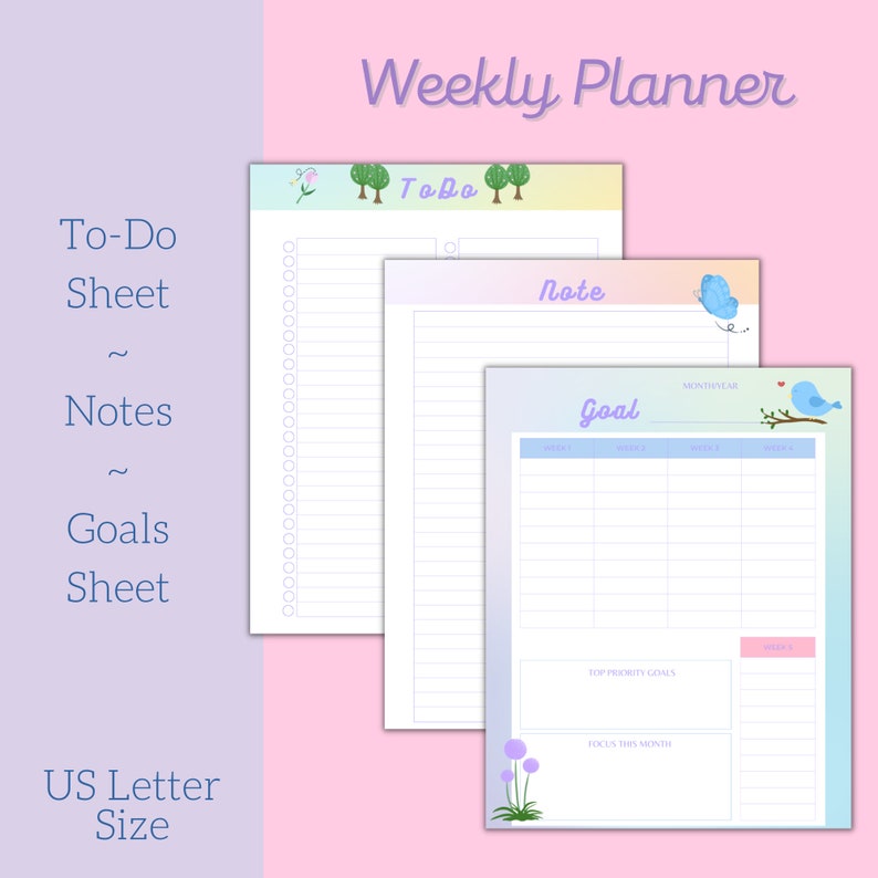 Weekly Undated Planner Pastel Printable Planner Best - Etsy