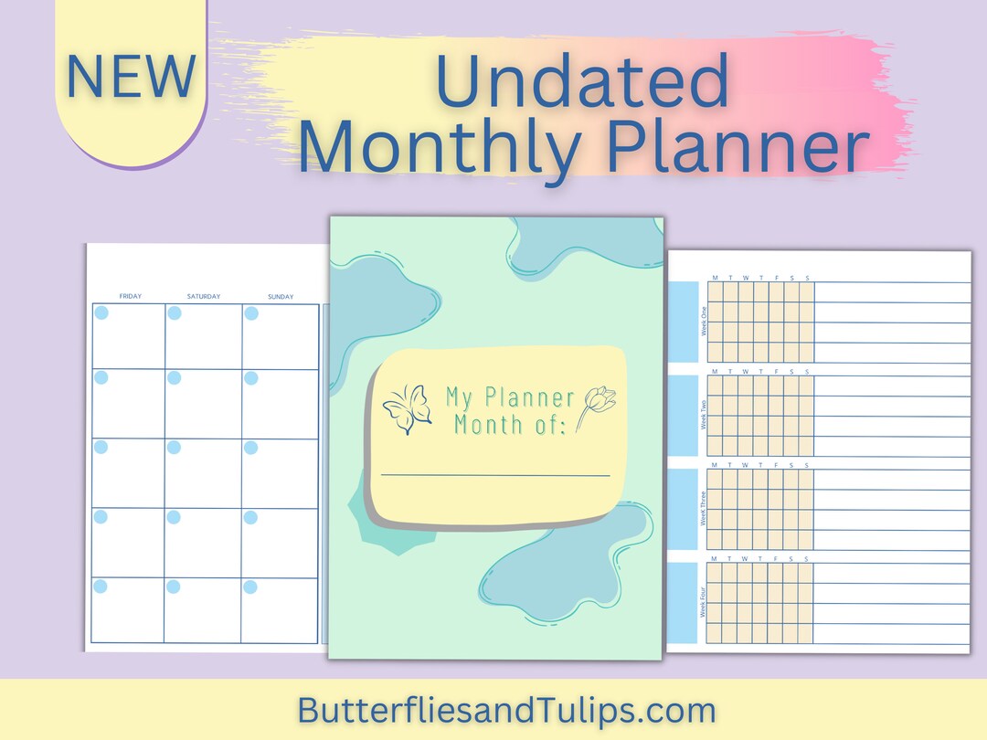 Undated Monthly Planner | Pastel Mid Year Planner | US Letter Monthly ...