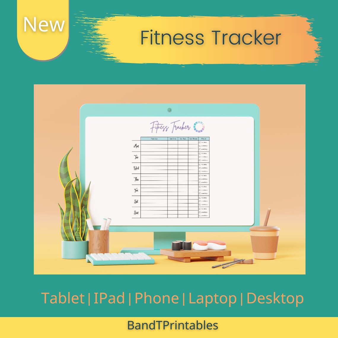 Workout Tracker Printable Daily Exercise Log Fitness Journal Workout ...