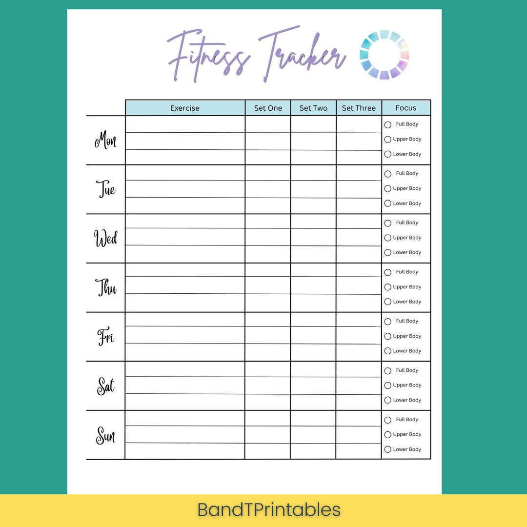 Workout Tracker Printable | Daily Exercise Log | Fitness Journal ...