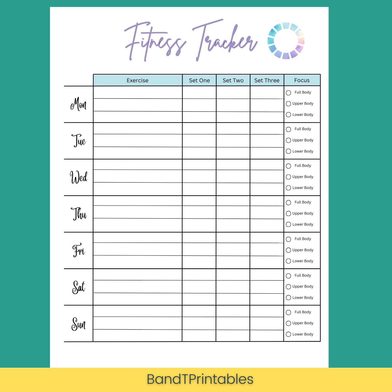 Workout Tracker Printable | Daily Exercise Log | Fitness Journal ...