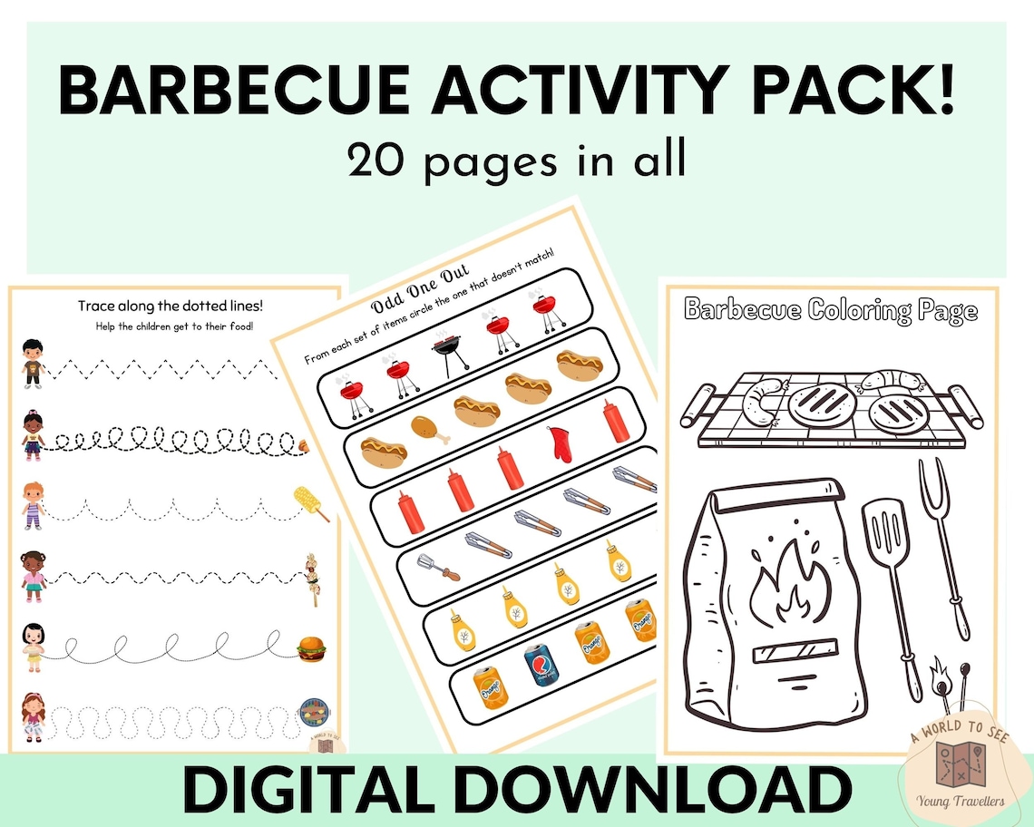 A Barbecue Activity Pack for Young Children Travelling and - Etsy