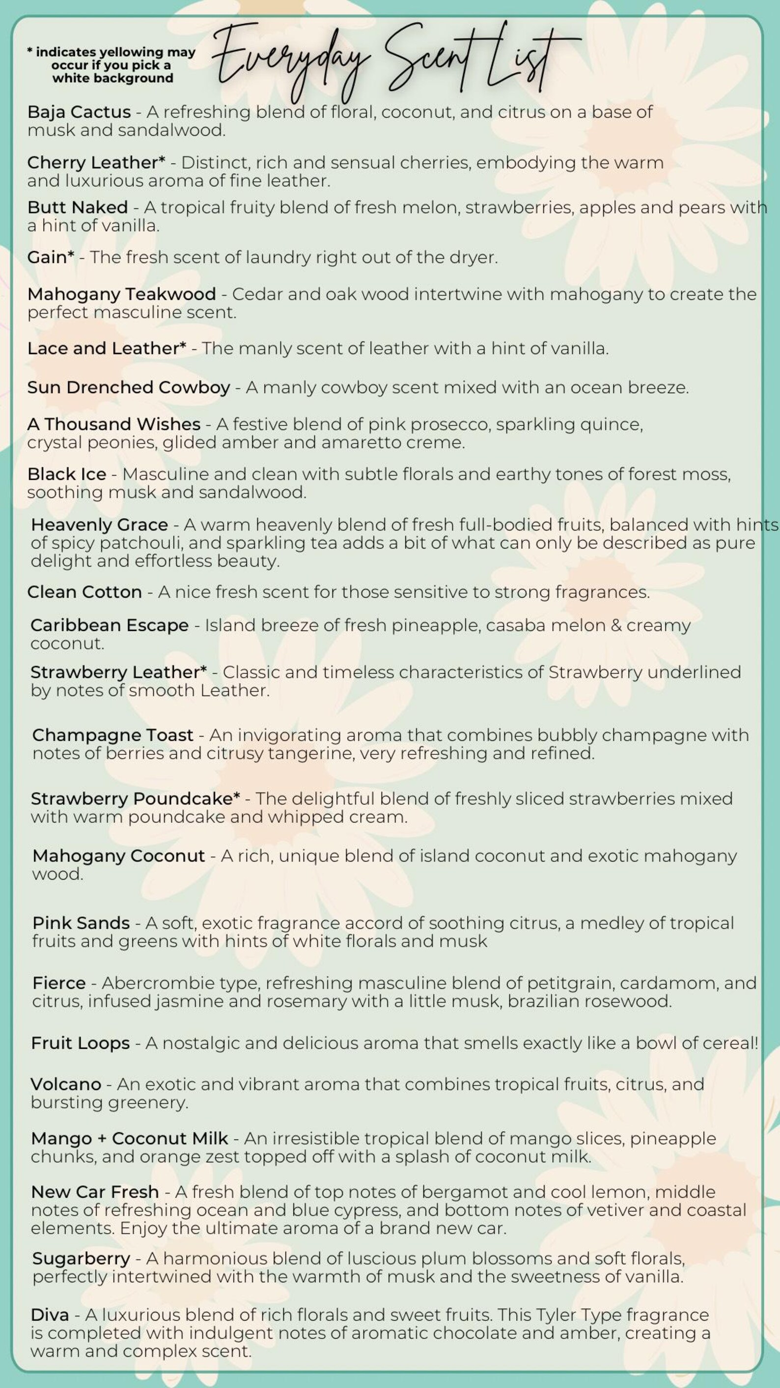 Scent List Descriptions - Etsy