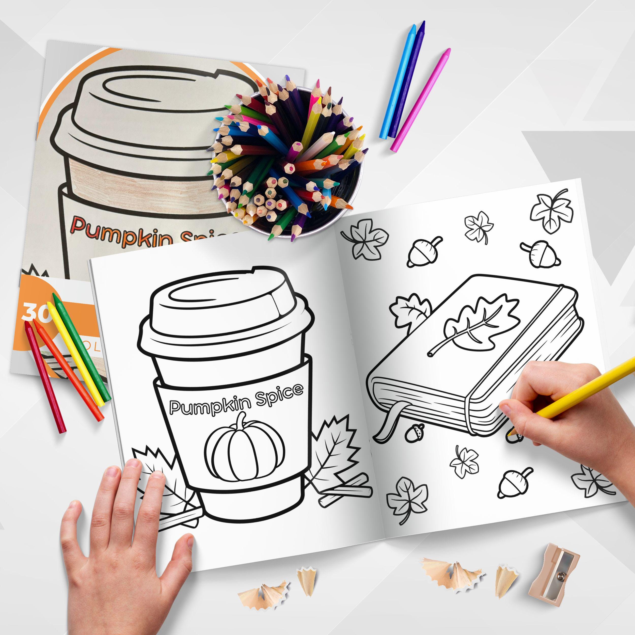 Cozy Autumn Coloring Pages, Adults Kids Colouring Book, Pumpkin Apple ...