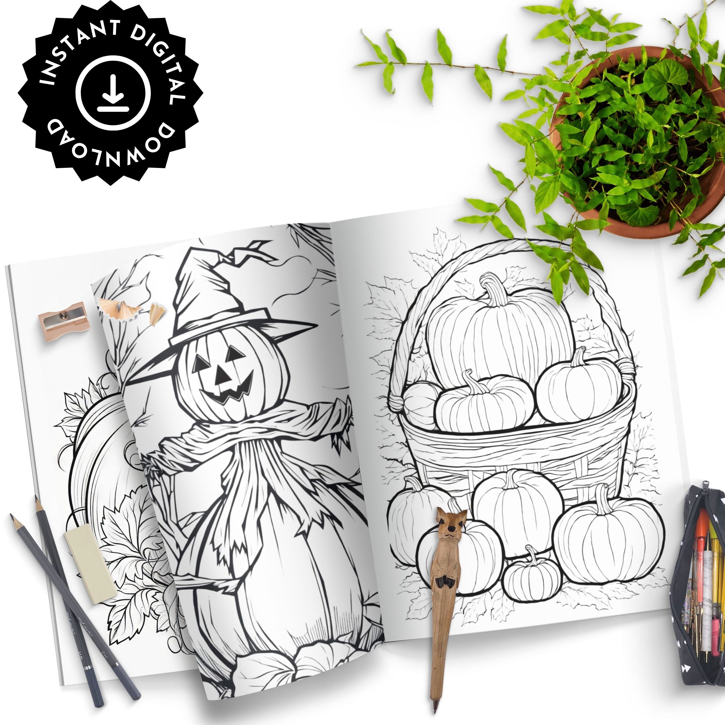 Pumpking Coloring Pages, Autumn Pumpkin Coloring Book,pumpkin Patch ...