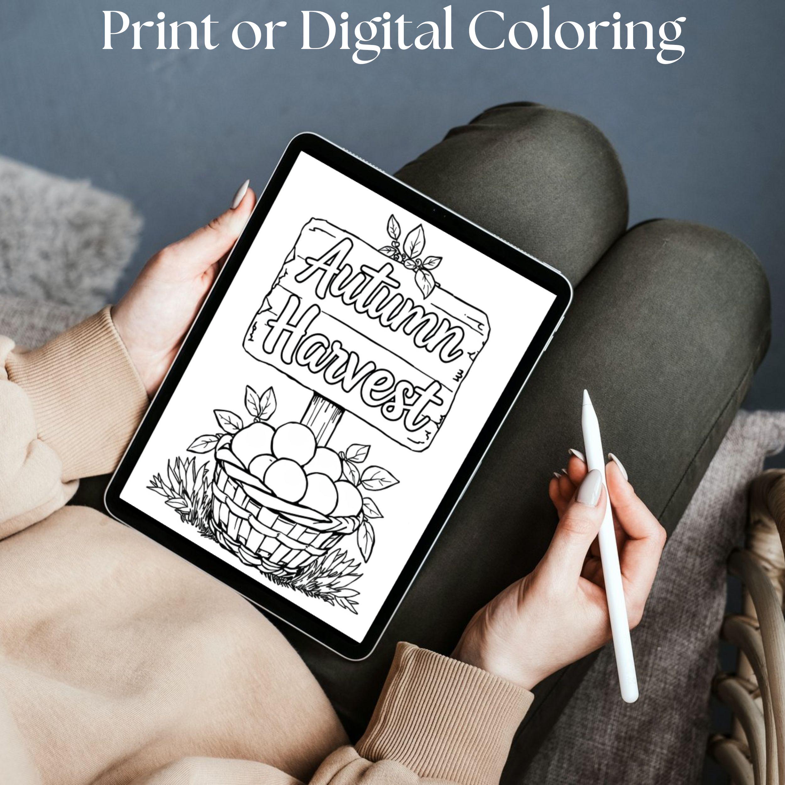 Cozy Autumn Coloring Pages, Adults Kids Colouring Book, Pumpkin Apple ...