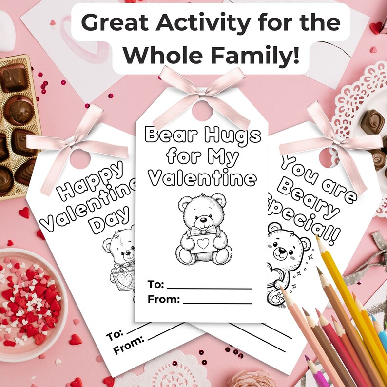 Coloring Valentine's Day Cards for Kids, Classroom Cards, Valentine Day ...