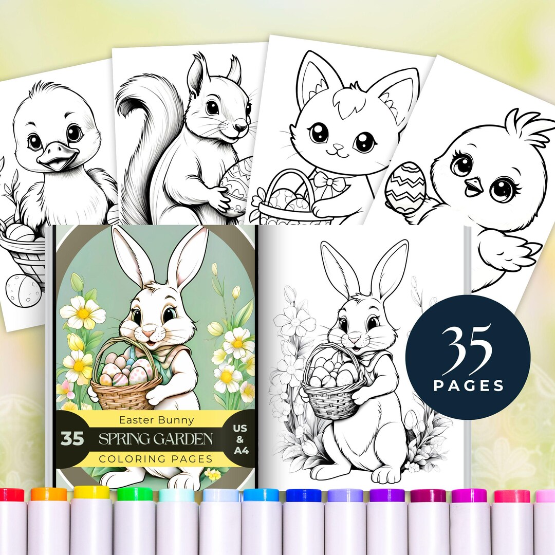 Easter Bunny Coloring Pages, Printable Easter Activity, Kids Fun ...