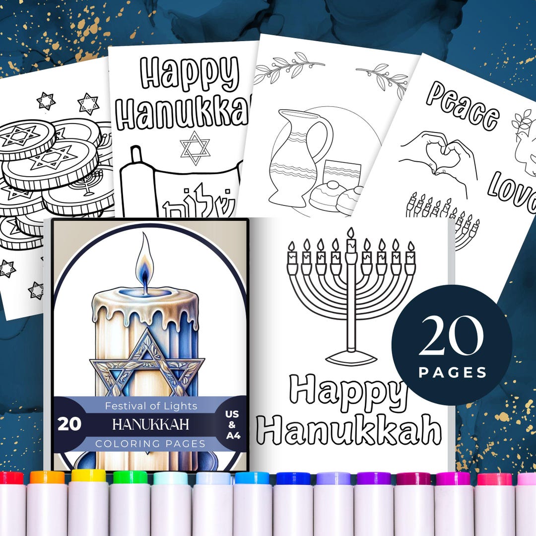 Hanukkah Coloring Pages, Jewish Holiday Printables for Kids, Menorah ...
