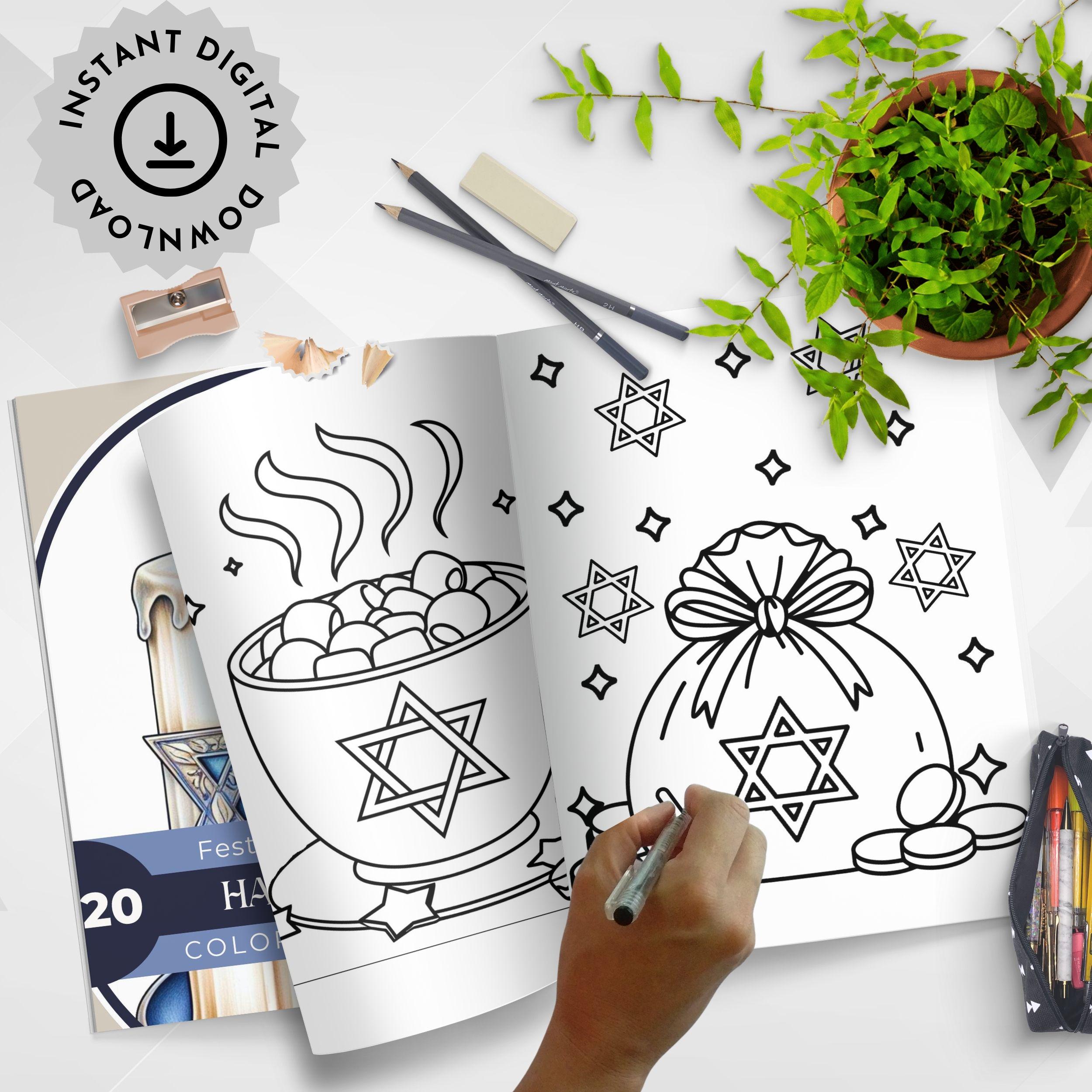 Hanukkah Coloring Pages, Jewish Holiday Printables for Kids, Menorah ...