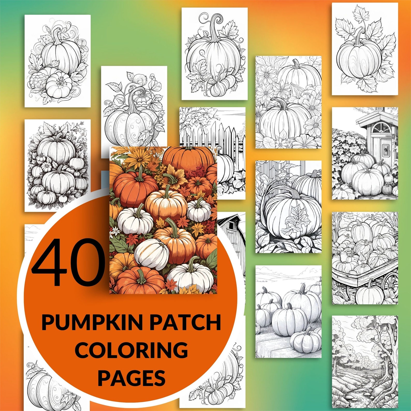 Pumpking Coloring Pages, Autumn Pumpkin Coloring Book,pumpkin Patch ...