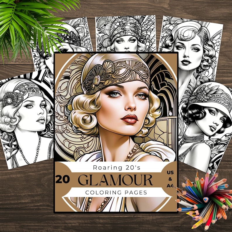 Roaring 20's Coloring Pages, Gatsby Girl, Hollywood Glamour Coloring ...