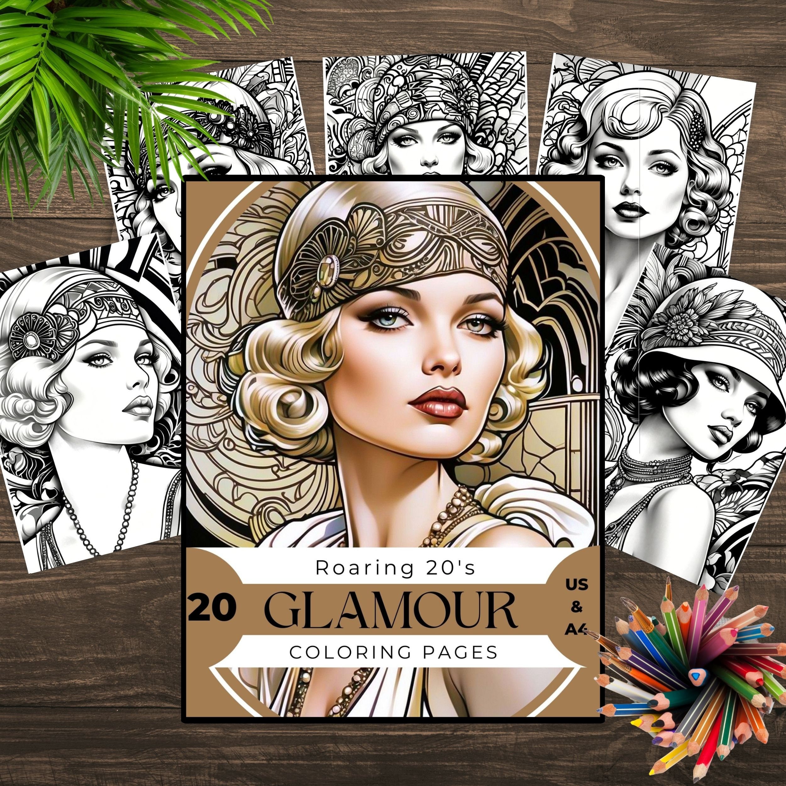 Roaring 20's Coloring Pages, Gatsby Girl, Hollywood Glamour Coloring ...